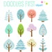 Cute Winter Tree Set Digital Clip Art for Scrapbooking Card Making ...