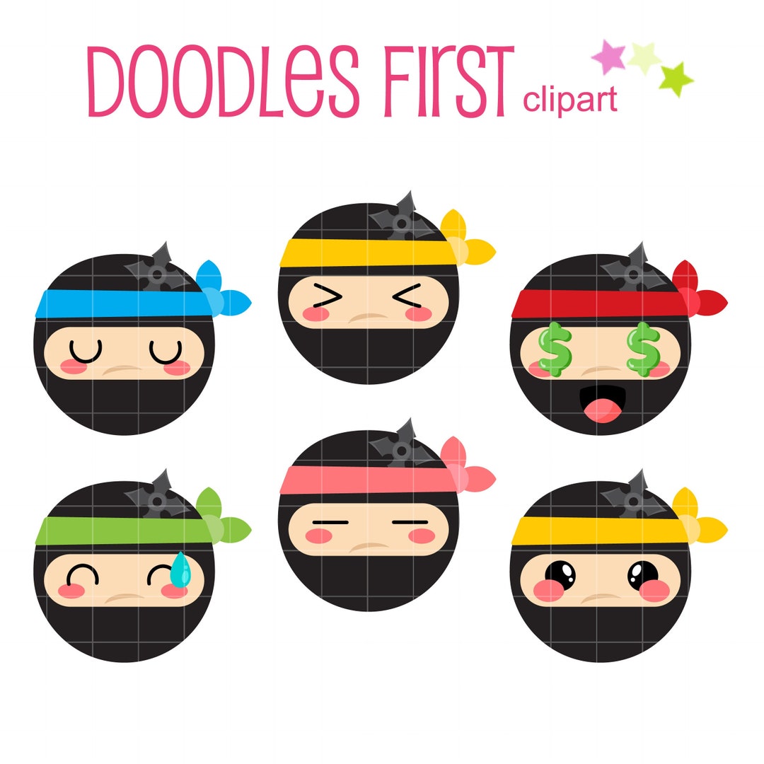 Cute Ninja Face Expression Digital Clip Art for Scrapbooking Card ...