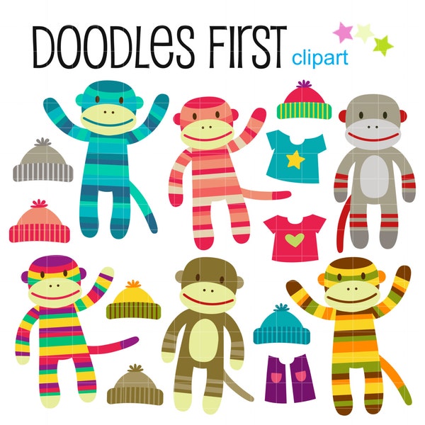 Sock Monkey Clipart - Etsy