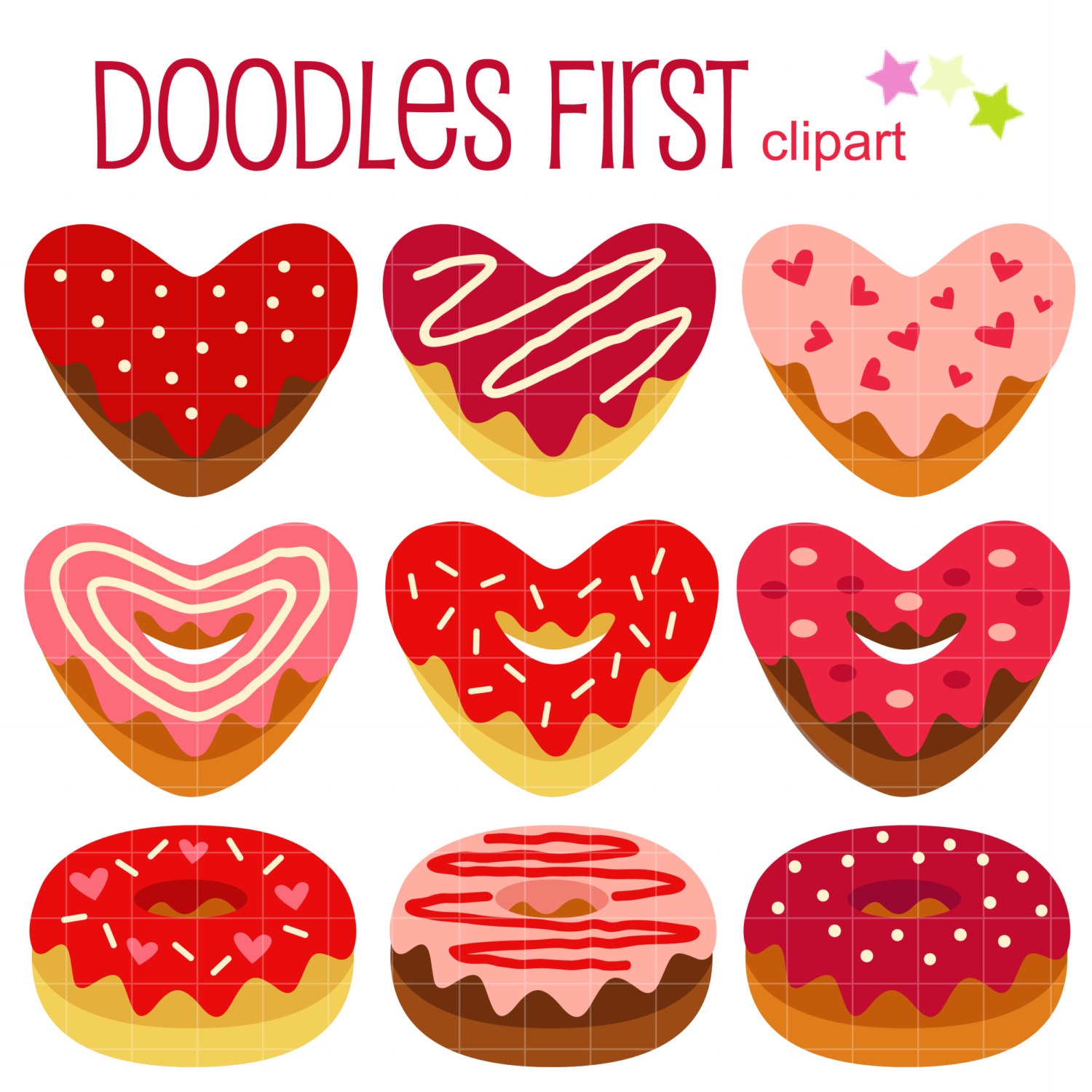 Valentine's Day Donuts Digital Clip Art for Scrapbooking Card Making ...