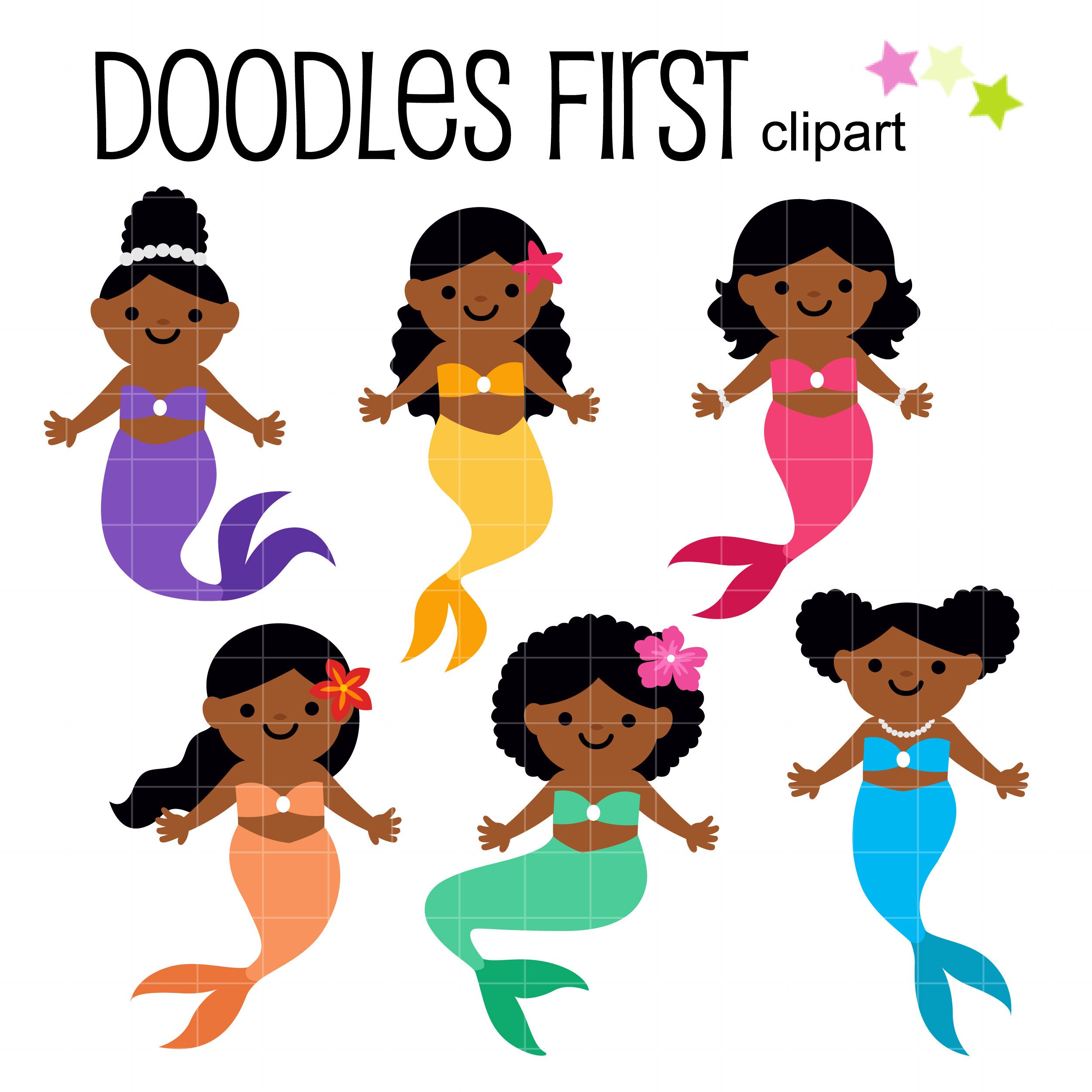 Little Mermaids Digital Clip Art for Scrapbooking Card Making Cupcake ...