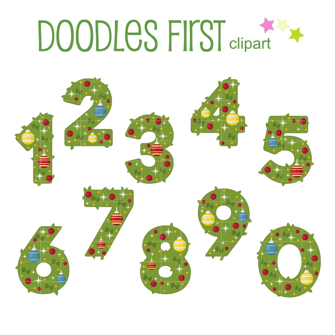 Christmas Wreath Numbers Digital Clip Art for Scrapbooking Card Making ...