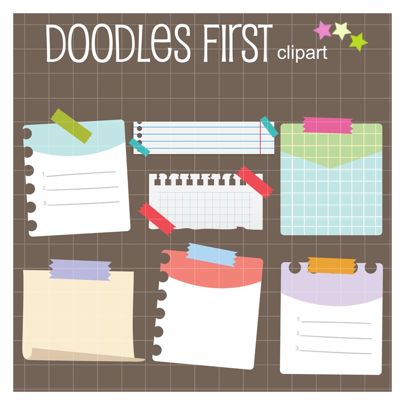 Realistic Blank Sticky Notes Clip Art for Scrapbooking Card Making ...