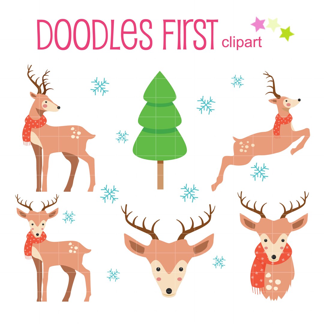 Reindeer Collection Digital Clip Art for Scrapbooking Card Making ...