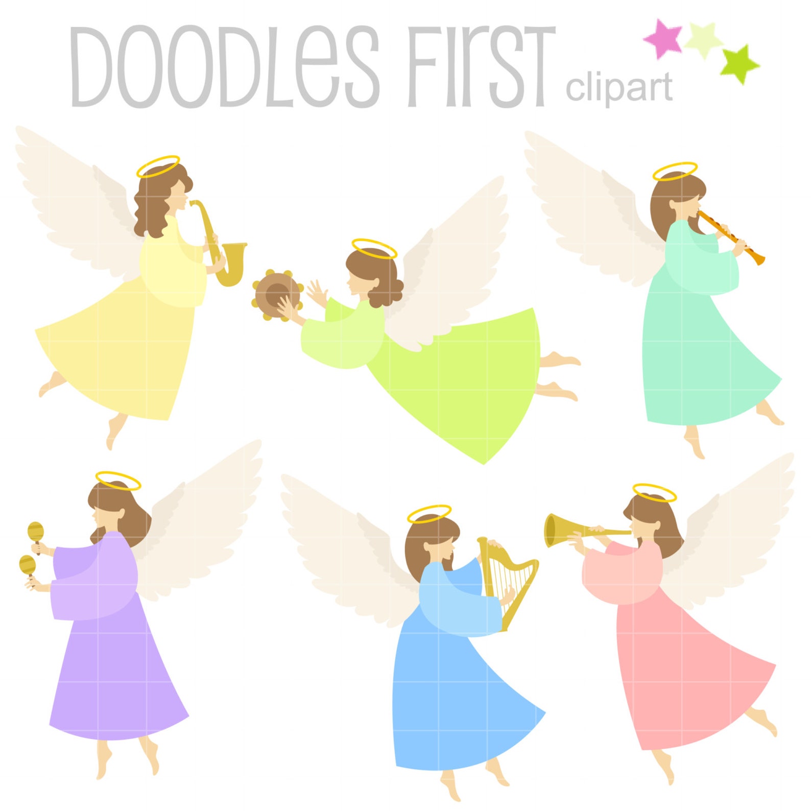 Musical Angels Digital Clip Art for Scrapbooking Card Making | Etsy