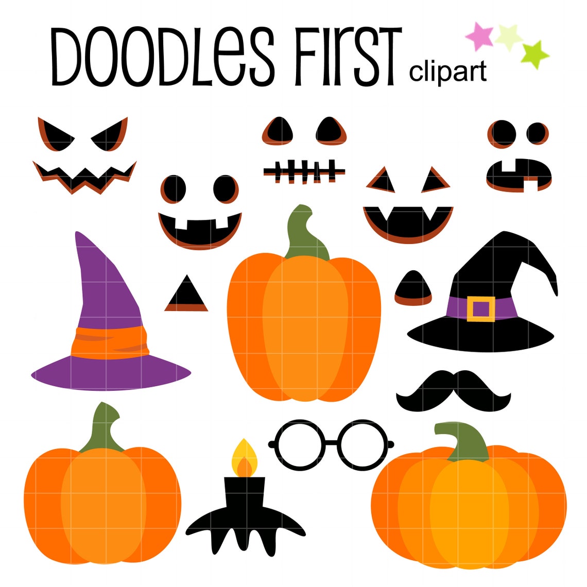 Build your Own Jack-o-Lantern Digital Clip Art for | Etsy