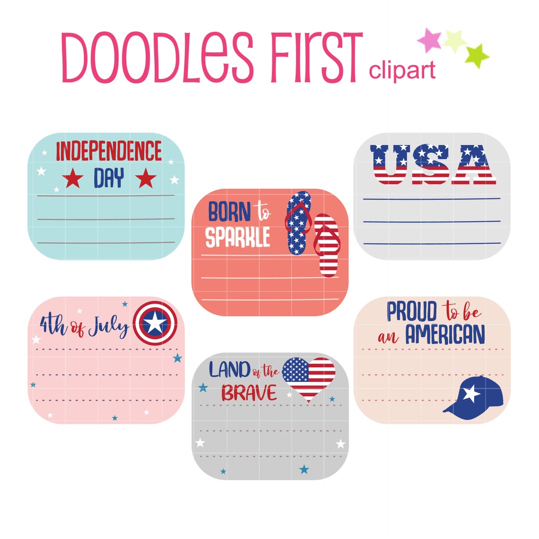 4th of July Sticky Note Digital Clip Art for Scrapbooking Card Making ...
