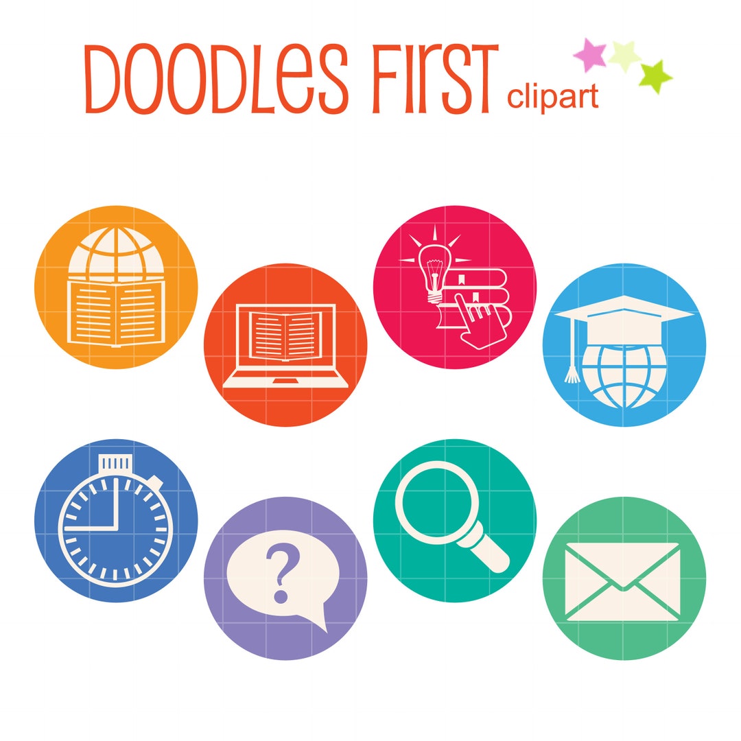 Online Learning Icons Digital Clip Art for Scrapbooking Card Making ...