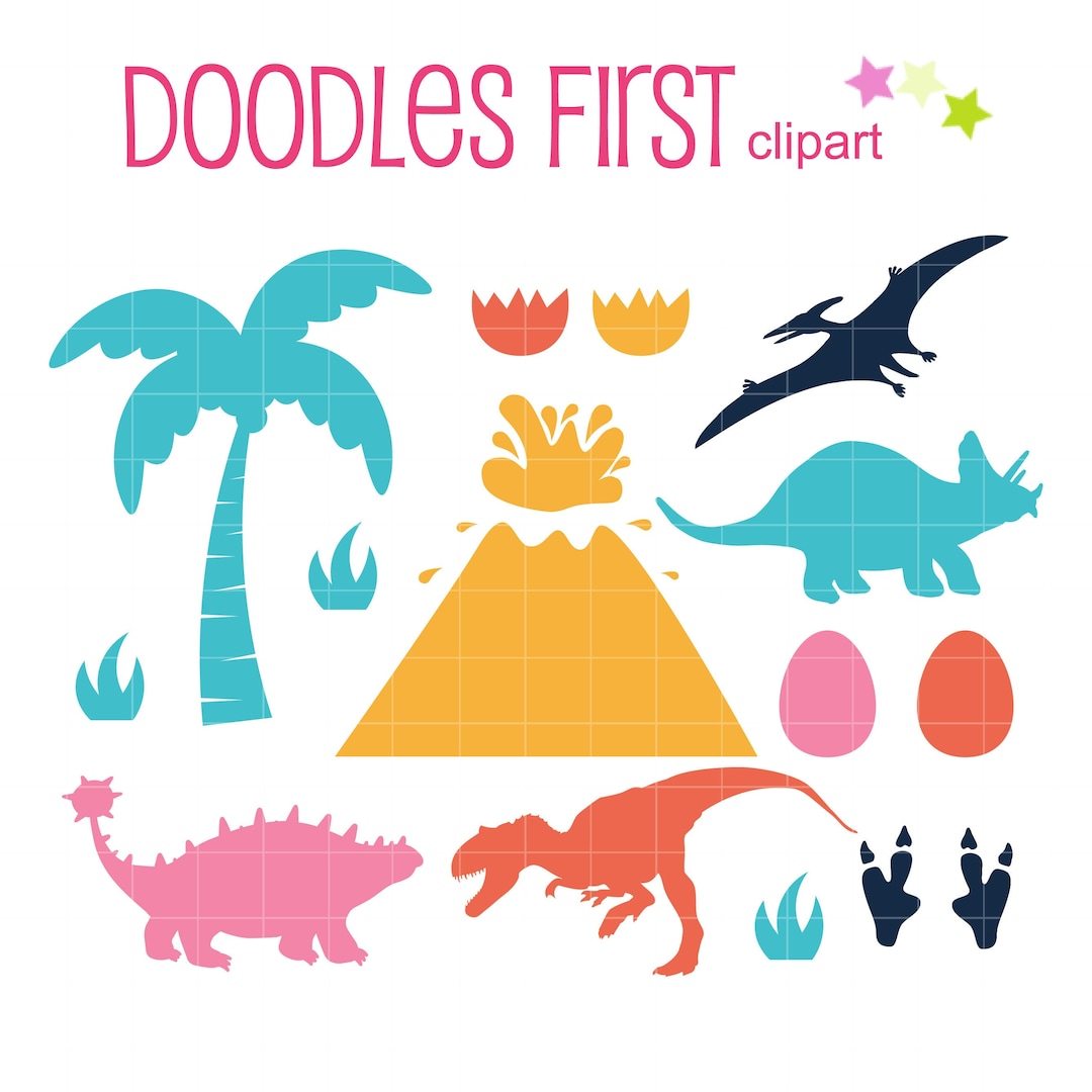 Dinosaur Elements Clip Art for Scrapbooking Card Making Cupcake Toppers ...