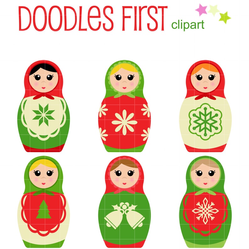 Christmas Matryoshka Dolls Clip Art for Scrapbooking Card - Etsy