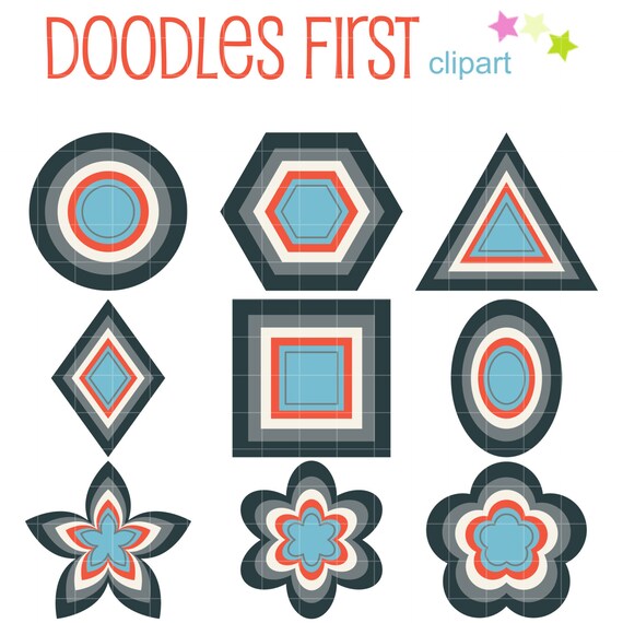 Retro Shape Designs Clip Art for Scrapbooking Card Making | Etsy