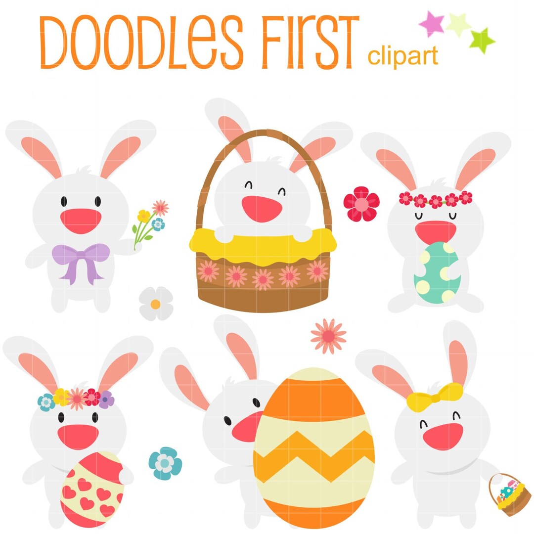 Easter Bunnies Digital Clip Art for Scrapbooking Card Making Cupcake ...