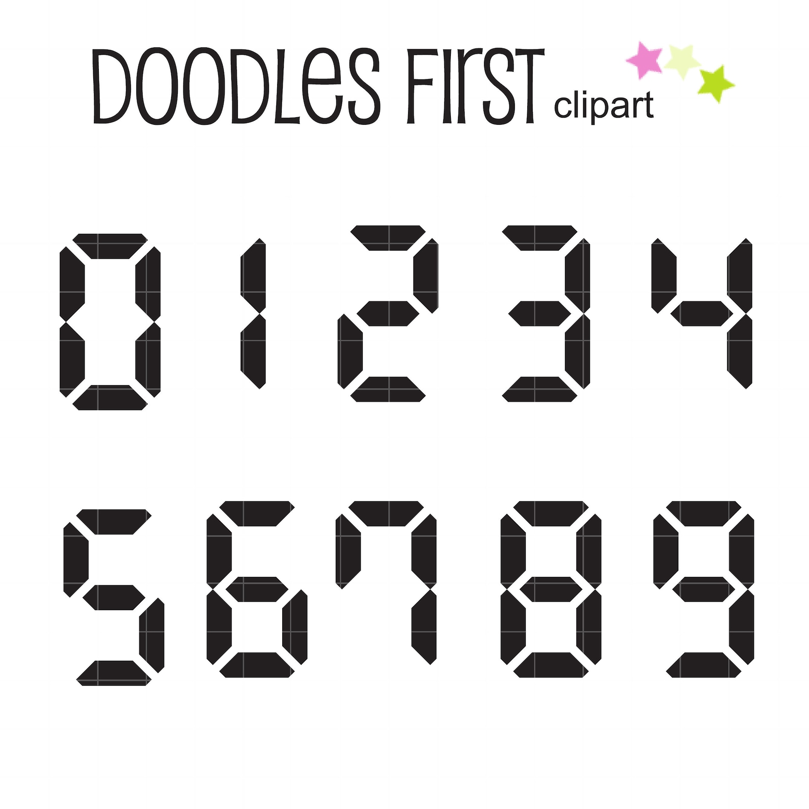 Digital Clock Numbers Digital Clip Art for Scrapbooking Card Making ...