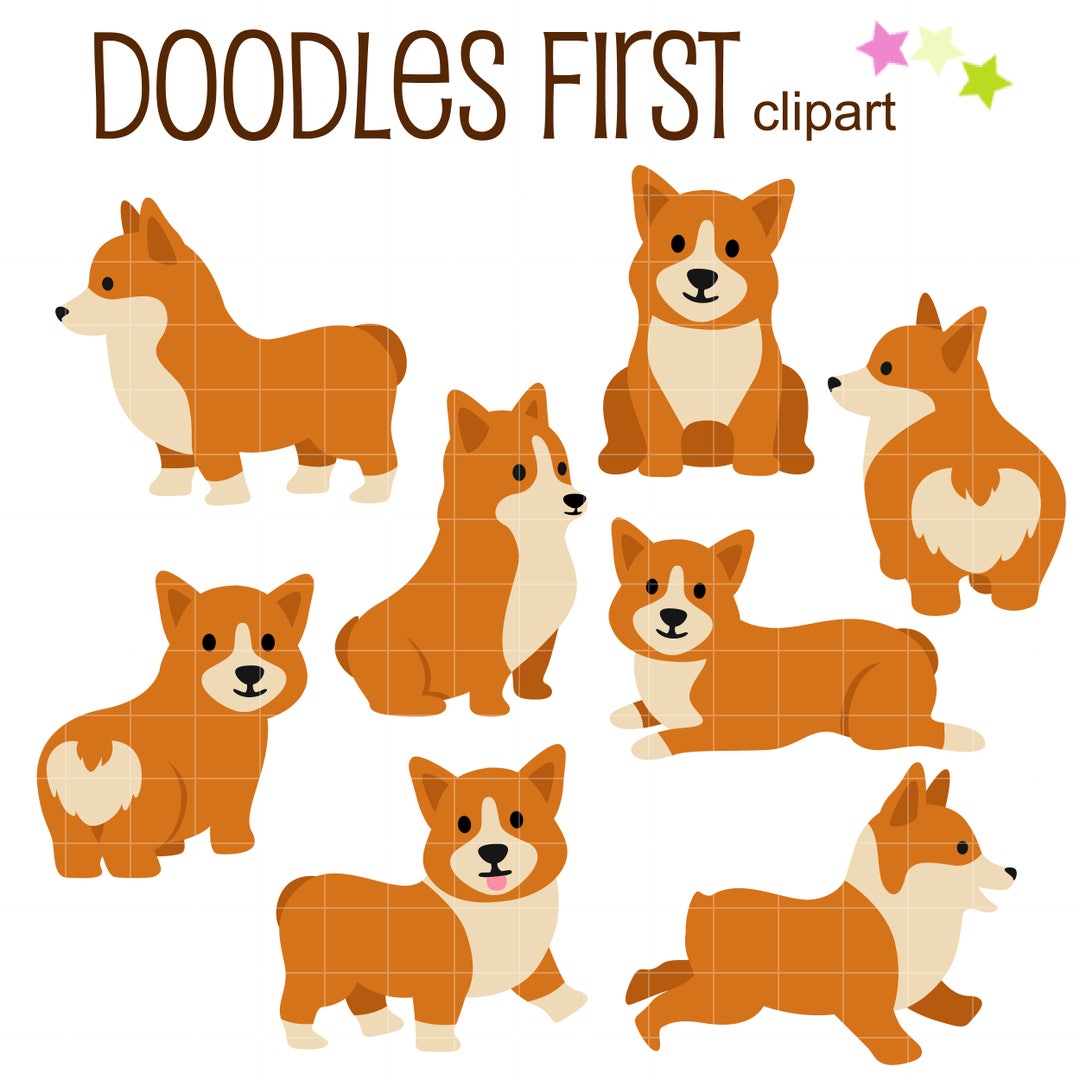 Cute Corgis Digital Clipart for Scrapbooking, Journaling, Cricut Cut ...
