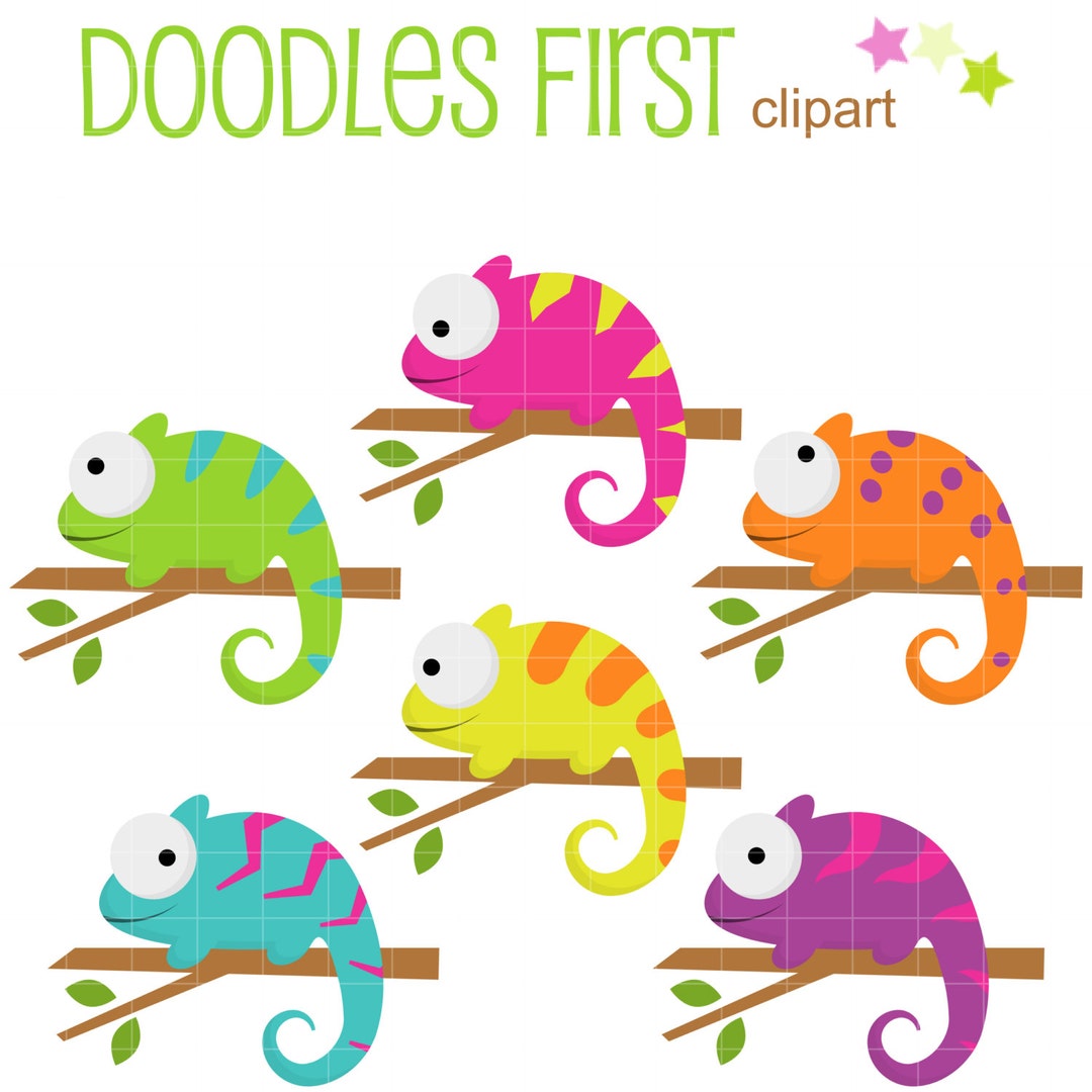 Colorful Chameleons Digital Clip Art for Scrapbooking Card Making ...