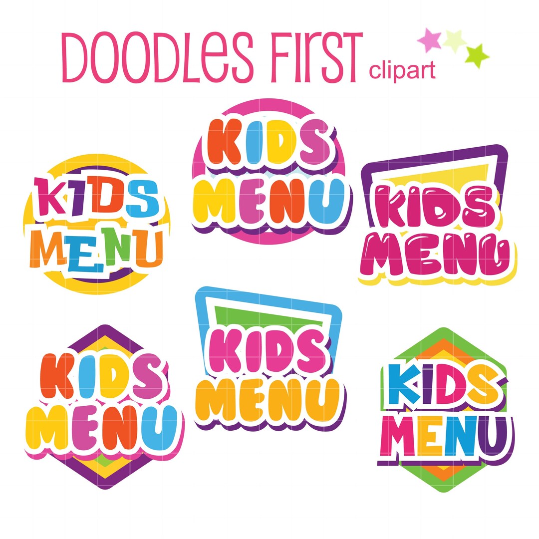 Kids Menu Badges Logo Digital Clip Art for Scrapbooking Card Making ...