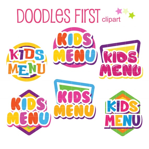 Kids Menu Badges Logo Digital Clip Art for Scrapbooking Card | Etsy