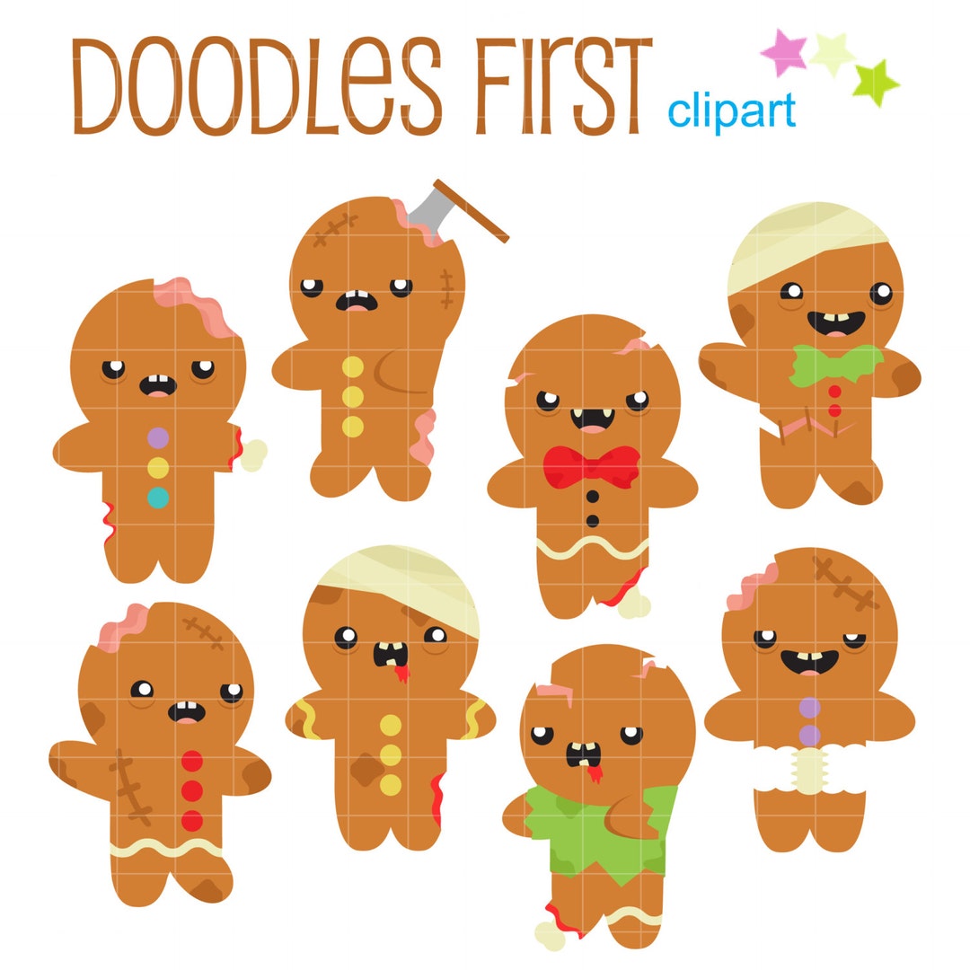 Gingerbread Zombies Digital Clipart for Scrapbooking, Cricut Cut Files ...