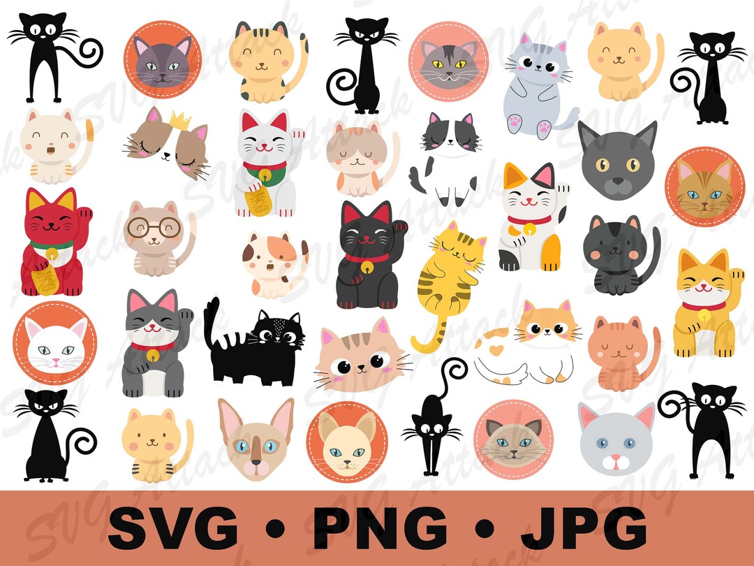 Cutie Kitties SVG Design Bundle | Cats SVG for Cutting Machine and ...