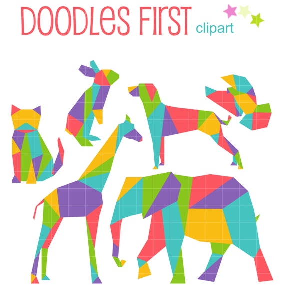 Colorful Abstract Animals Clip Art for Scrapbooking Card | Etsy