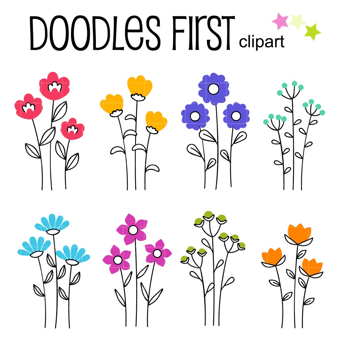 Bright Blooms Digital Clip Art for Scrapbooking Card Making - Etsy
