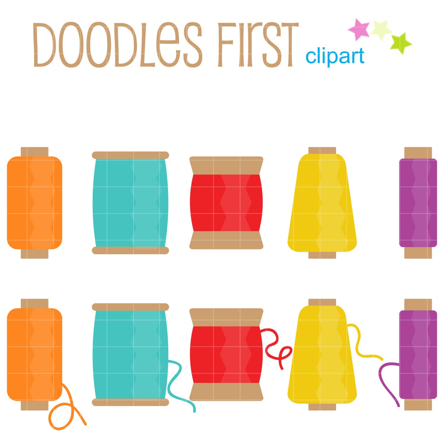 Spools of Thread Clip Art for Scrapbooking Card Making Cupcake Toppers ...