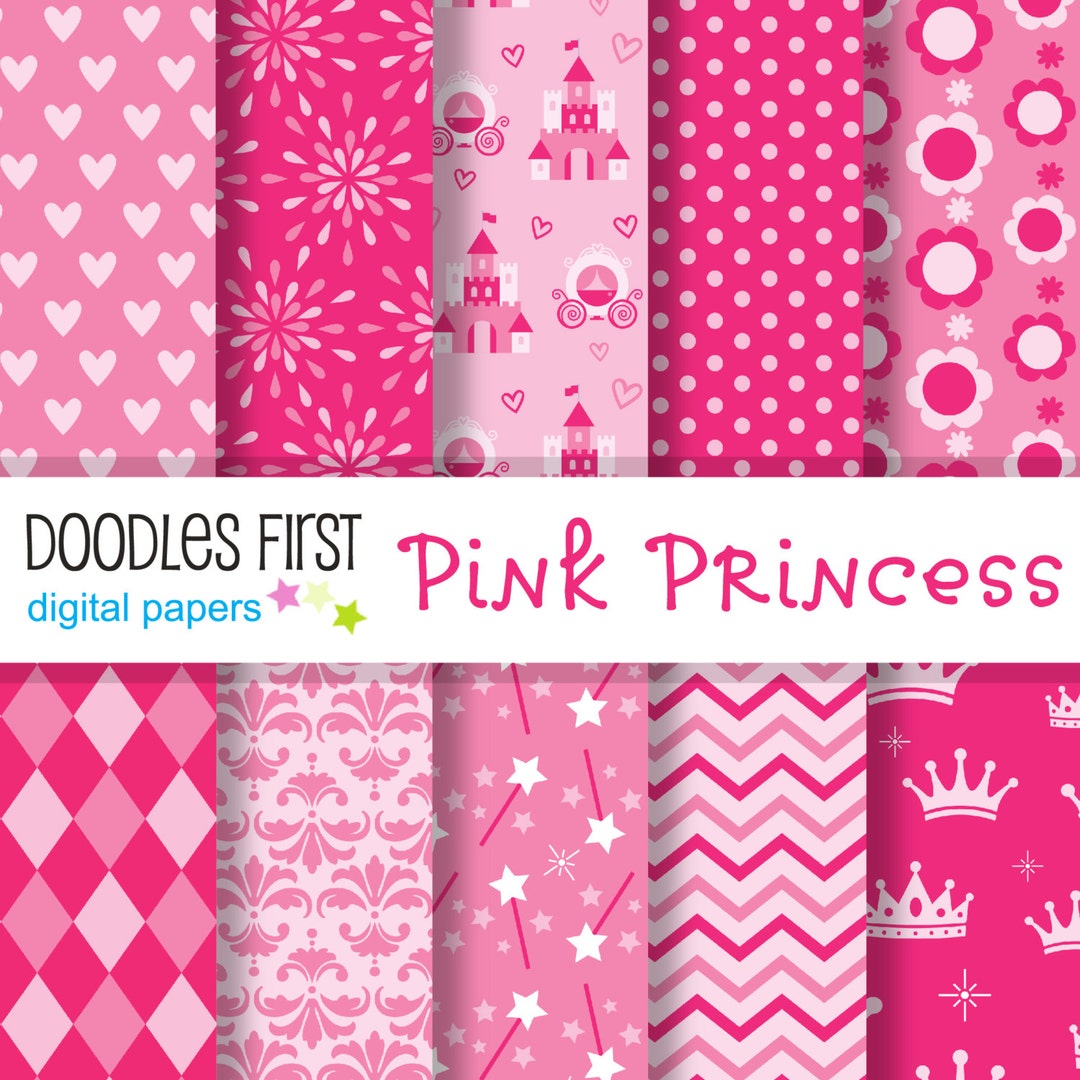 Pink Princess Digital Paper Pack Includes 10 for Scrapbooking Paper ...