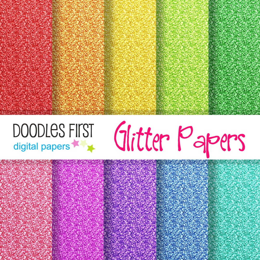 Glitter Papers Digital Paper Pack Includes 10 for Scrapbooking Paper ...