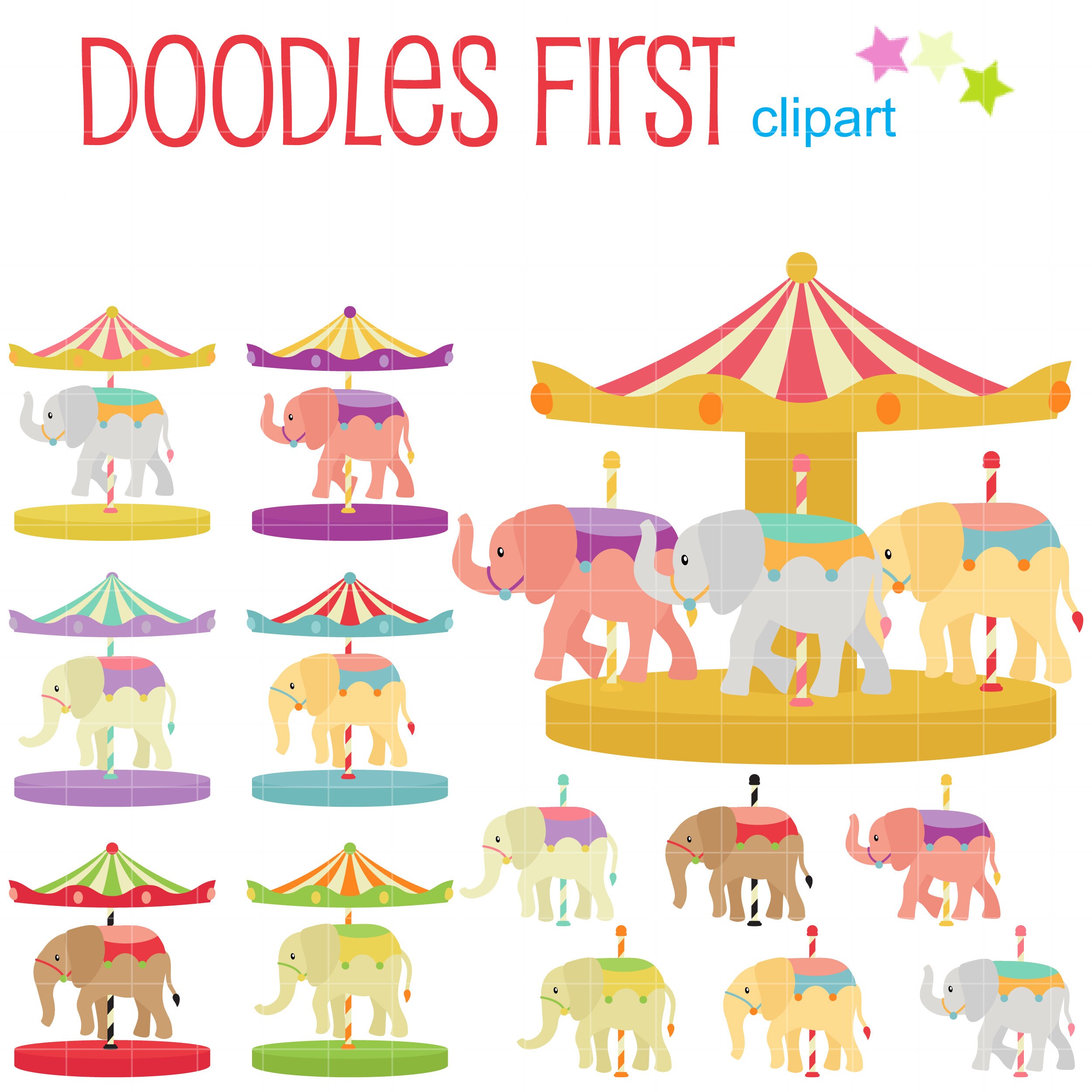Fancy Elephant Carousel Digital Clip Art for Scrapbooking Card Making ...