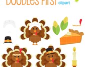 Cute Thanksgiving Set Digital Clip Art for Scrapbooking - Etsy