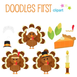 Cute Thanksgiving Set Digital Clip Art for Scrapbooking, Cricut Cut ...