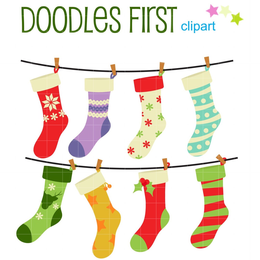 Christmas Stockings Digital Clip Art for Scrapbooking Card Making ...