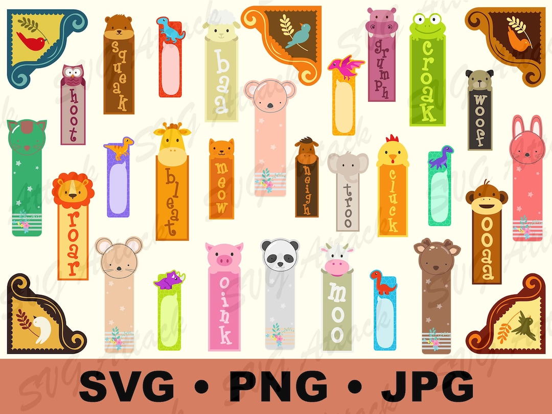 Animal Bookmarks SVG Design Bundle | Animal SVG for Cutting Machine and ...