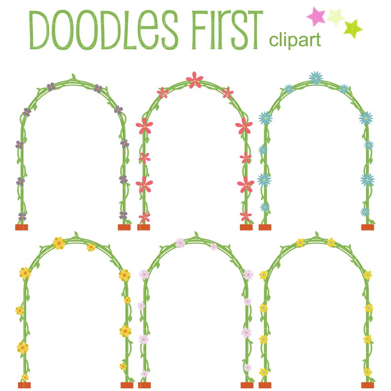 Floral Arch Clip Art for Scrapbooking Card Making Cupcake Toppers Paper ...