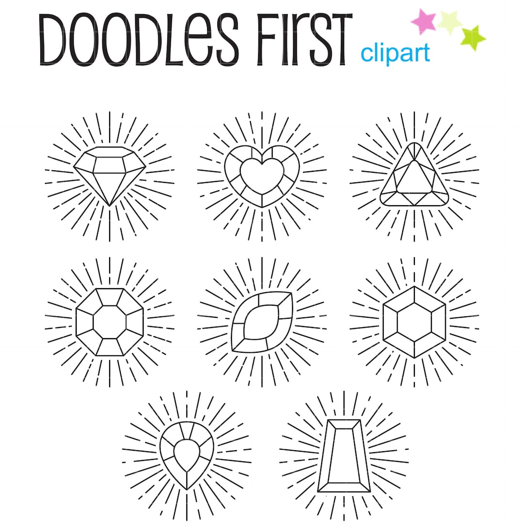 Gem Outlines Digital Clip Art for Scrapbooking Card Making Cupcake ...