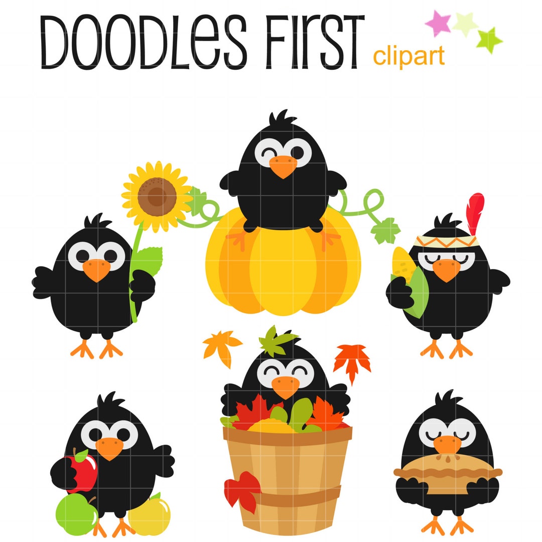 Happy Fall, Baby Crow Digital Clip Art for Scrapbooking Card Making ...