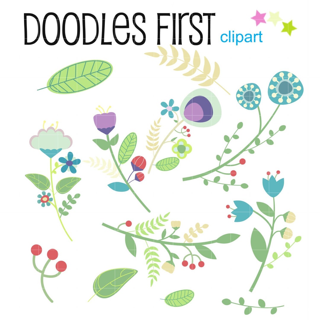 Fun Spring Flowers Digital Clip Art for Scrapbooking Card Making ...