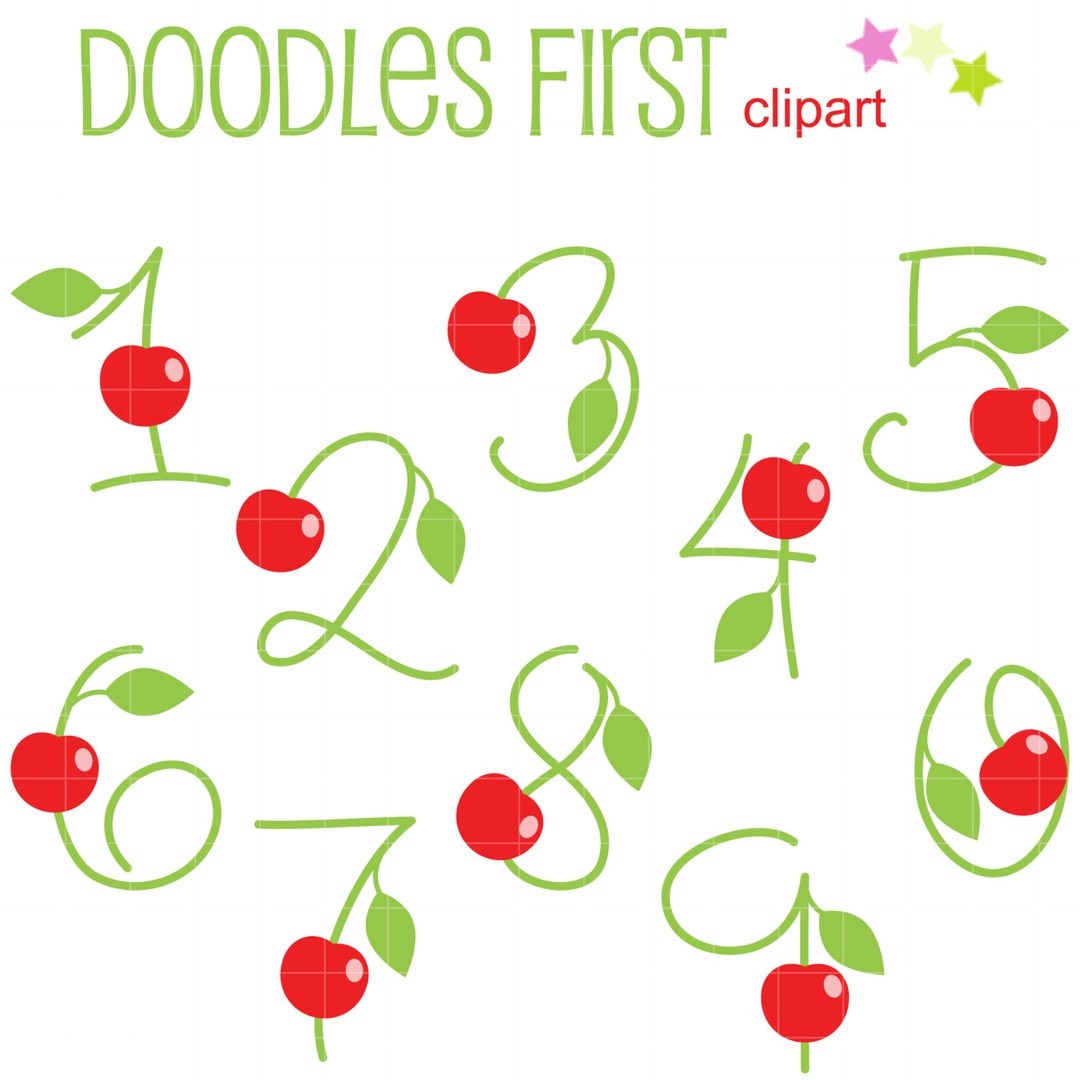 Cherry Numbers Digital Clip Art for Scrapbooking Card Making Cupcake ...