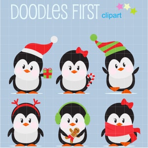 Christmas Penguins Digital Clipart for Scrapbooking, Cricut Cut Files ...