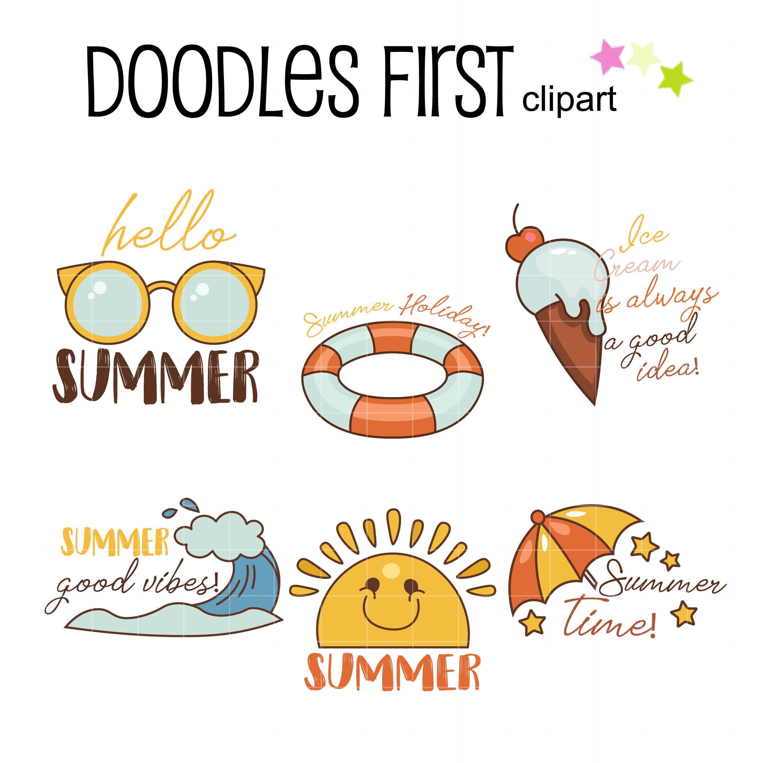 Summer Badges and Banner Digital Clip Art for Scrapbooking | Etsy