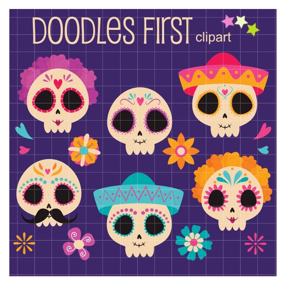 Day of the Dead Skulls Clip Art for Scrapbooking Card Making | Etsy