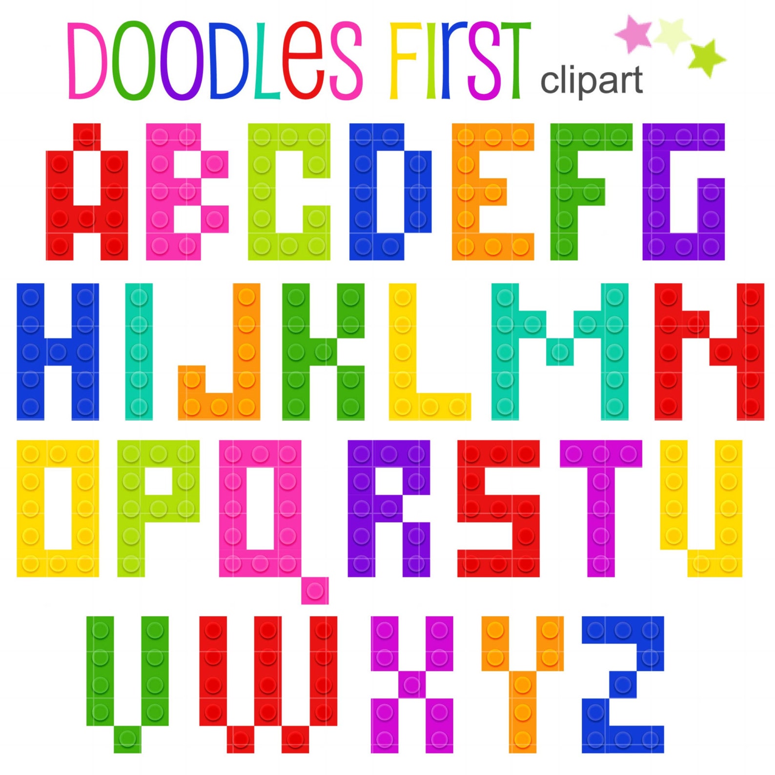 Building Blocks Alphabet Digital Clip Art for Scrapbooking - Etsy