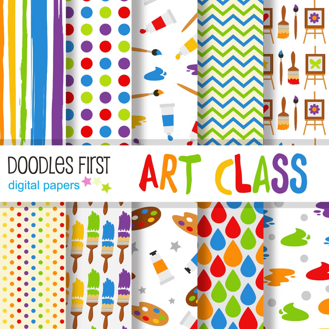 Art Class Digital Paper Pack Includes 10 for Scrapbooking Paper Crafts ...