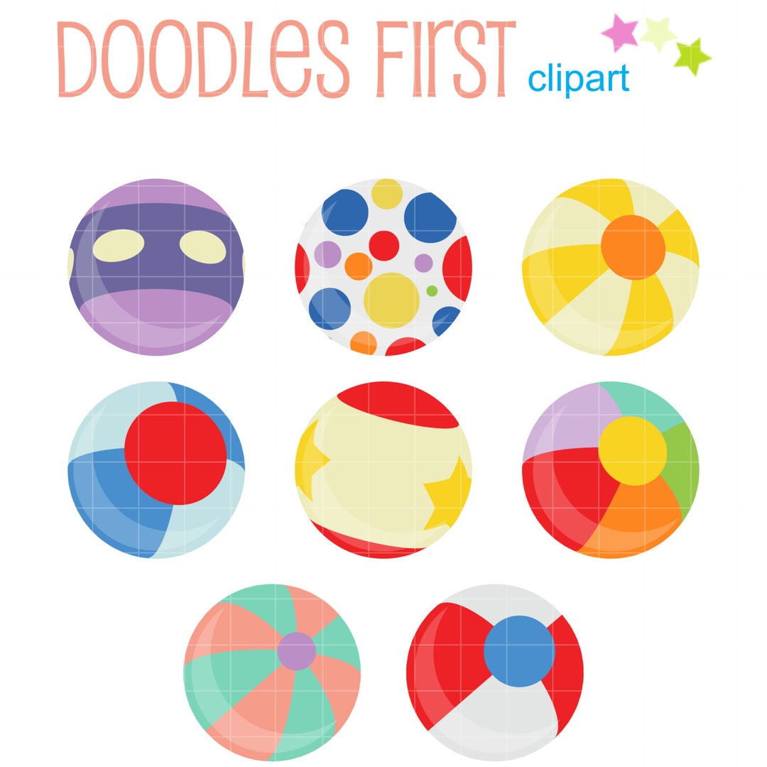 Beach Balls Digital Clip Art for Scrapbooking Card Making Cupcake ...