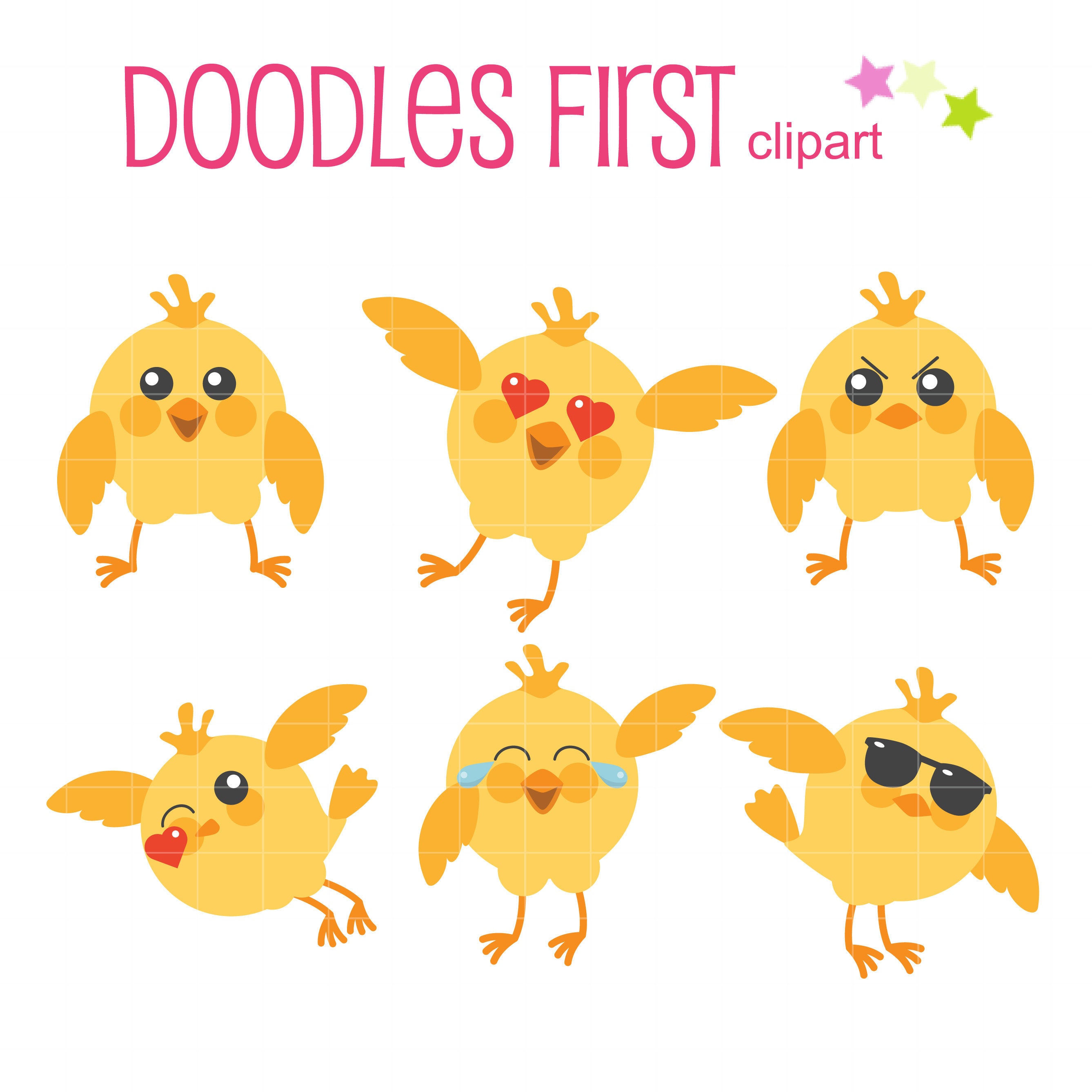 Cute Chick ExpressionDigital Clip Art for Scrapbooking Card | Etsy