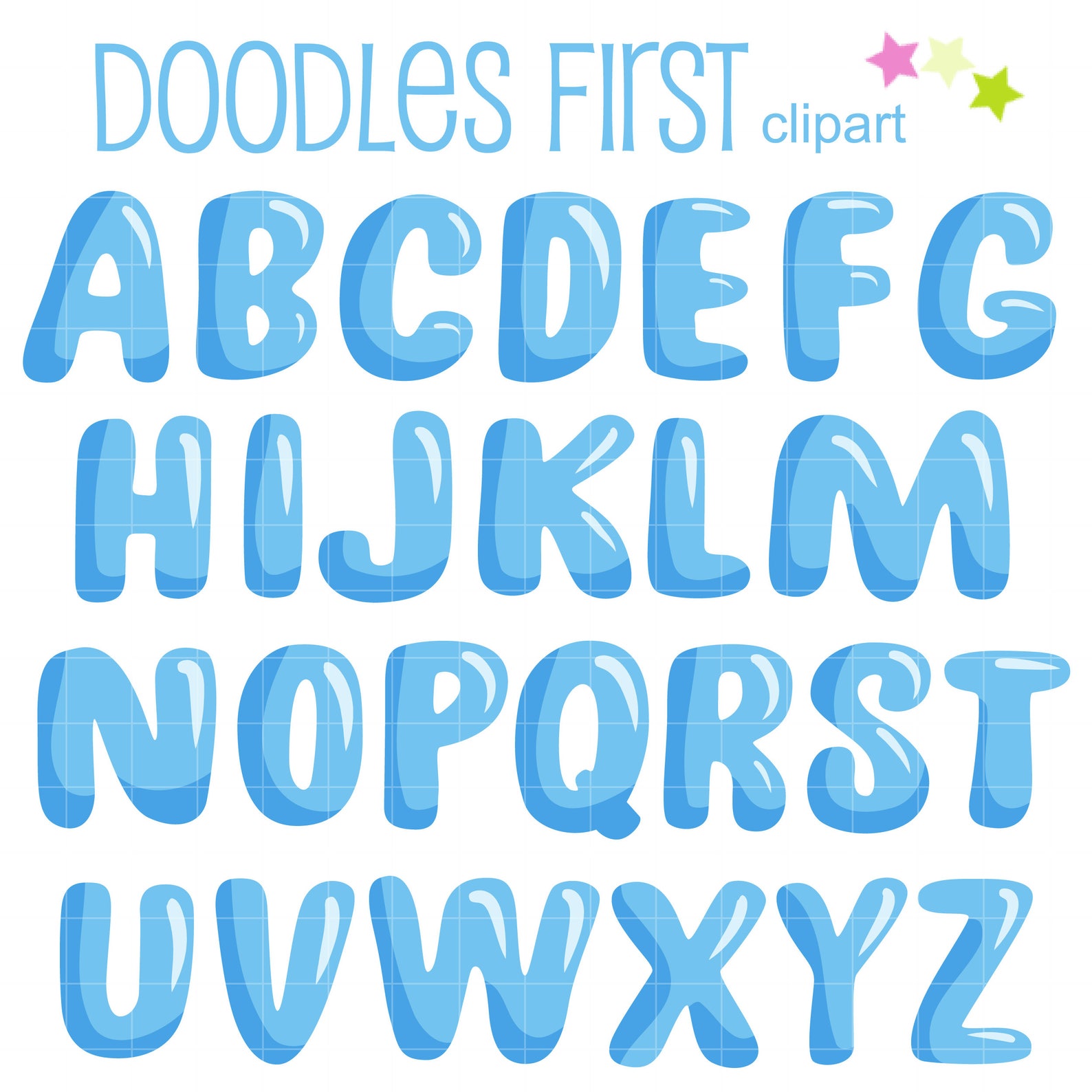 Bubble Alphabet Clip Art for Scrapbooking Card Making Cupcake Toppers ...