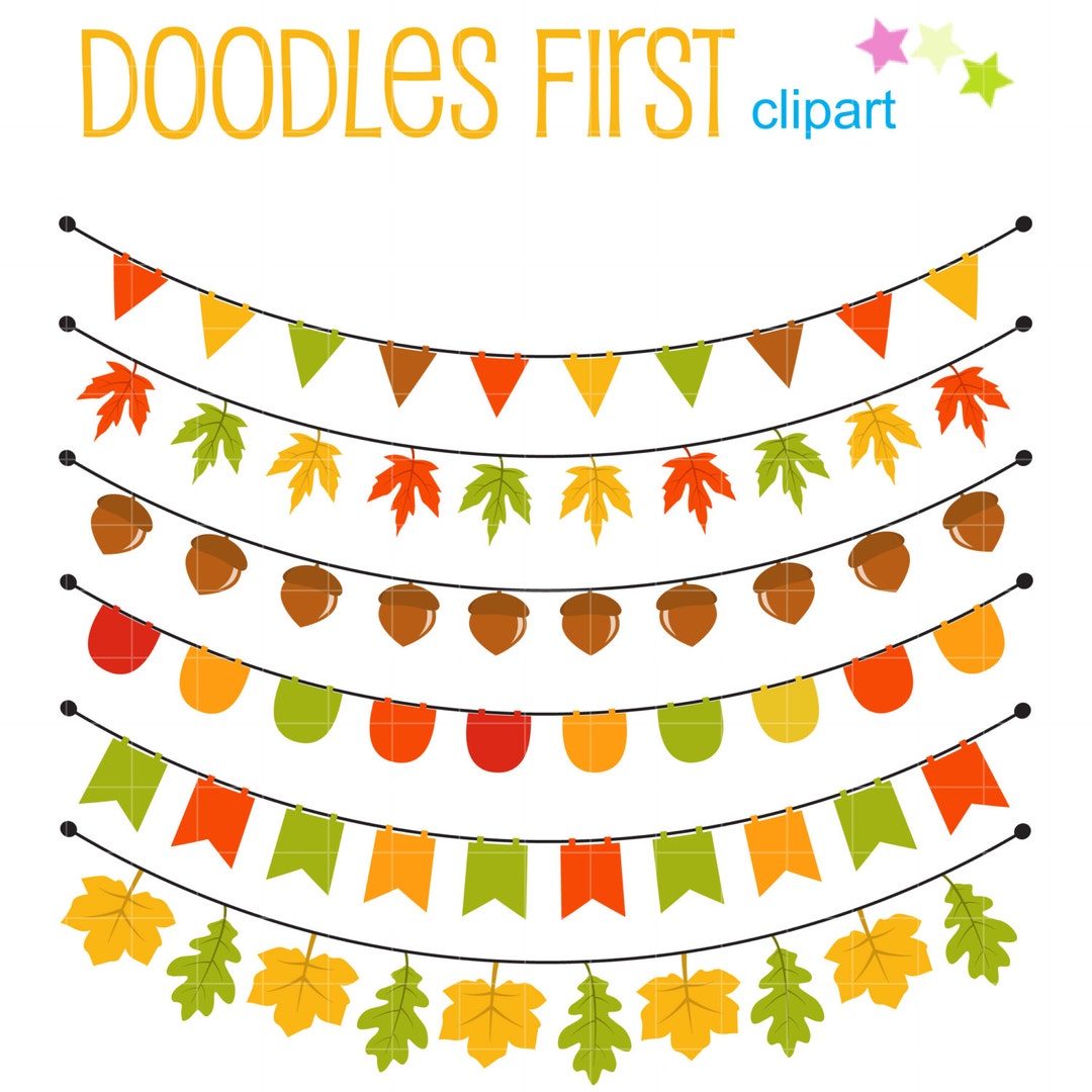 Autumn Buntings Digital Clipart for Scrapbooking, Cricut Cut Files ...
