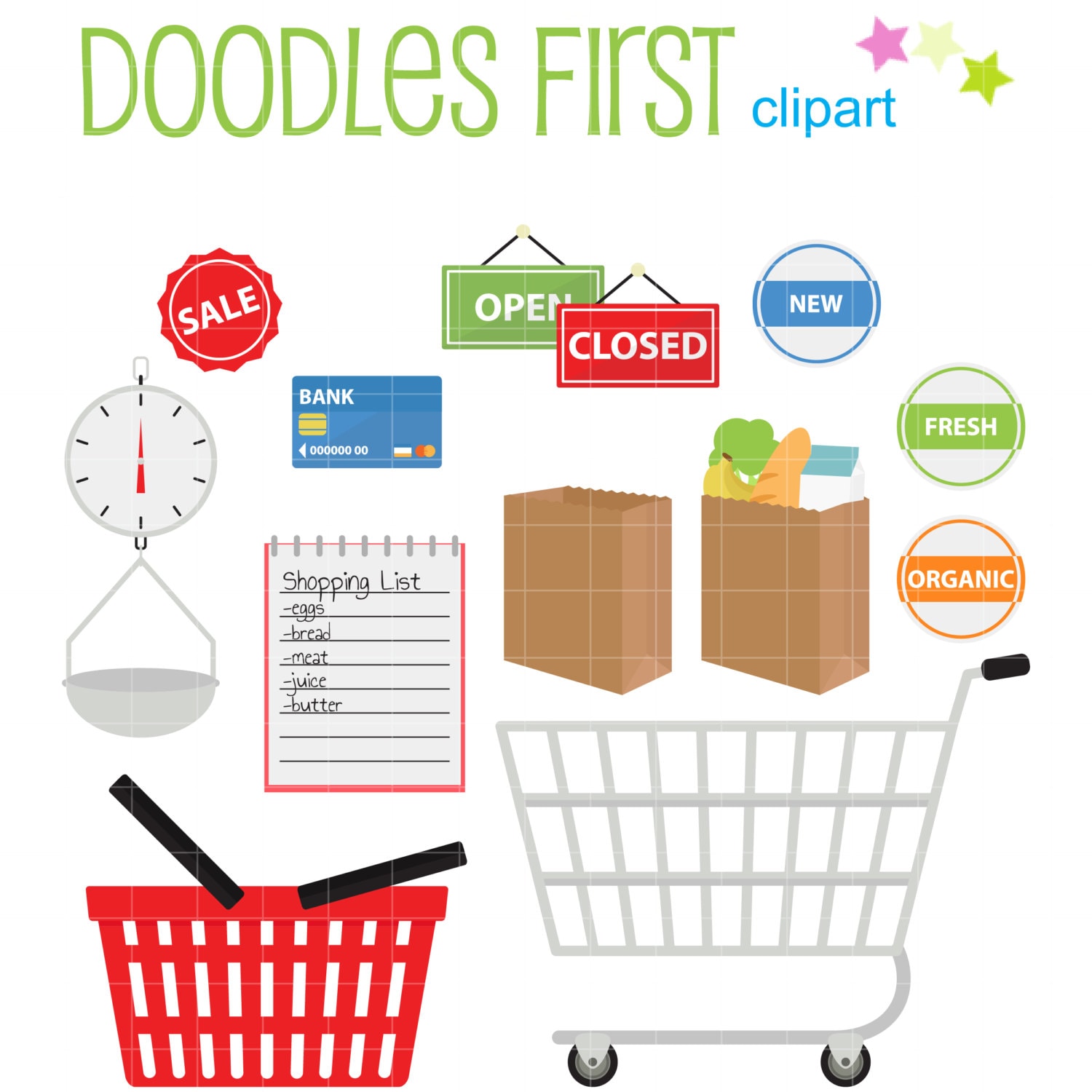 Grocery List Clipart Clip Art For Grocery List Etsy