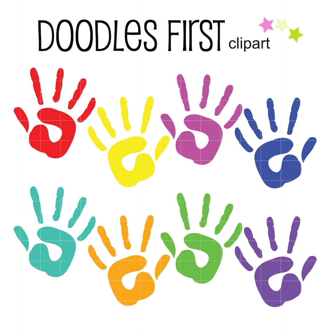 Colorful Painted Hands Digital Clip Art for Scrapbooking Card Making ...
