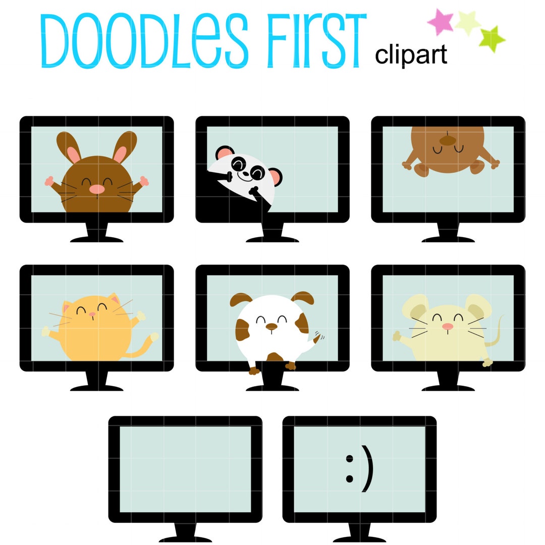 Computer Animals Digital Clip Art for Scrapbooking Card Making Cupcake ...